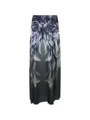 Alberta Ferretti Feather Print Maxi Skirt