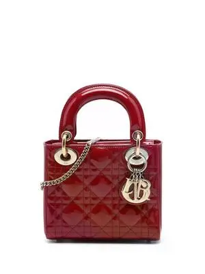 Dior 2018 Mini Patent Cannage Lady Satchel - Red