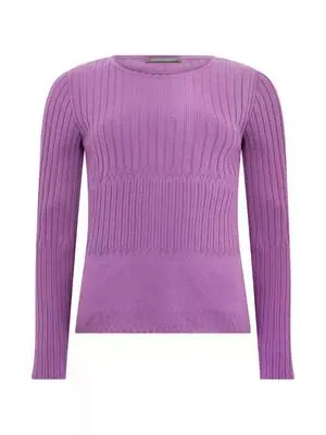 Alberta Ferretti Ribbed-knit Round-neck Sweater - Purple