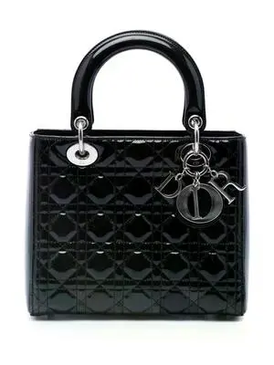 Dior 2015 Medium Patent Cannage Lady Satchel - Black