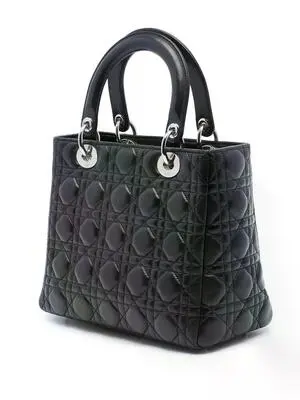 Dior 2010 Medium Lambskin Cannage Lady Satchel - Black