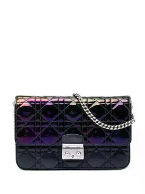 Dior 2015 Patent And Lambskin Cannage Miss Promenade Crossbody Bag - Black
