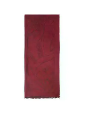 Alberta Ferretti Abstract-print Frayed Scarf - Red