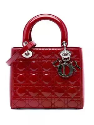 Dior 2013 Medium Patent Cannage Lady Satchel - Red