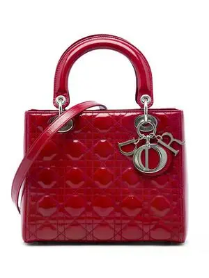 Dior 2014 Medium Patent Cannage Lady Satchel - Red