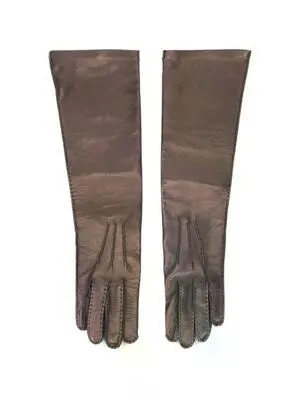 Alberta Ferretti Long Length Leather Gloves - Brown