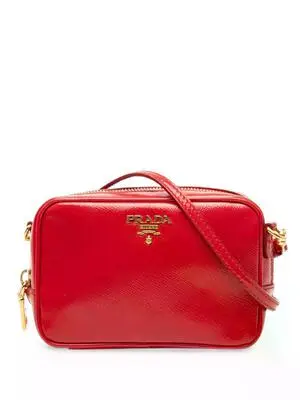 Prada Saffiano Vernice Camera Bag - Red