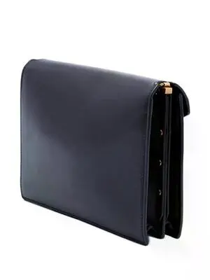 Saint Laurent Smooth Calfskin Monogram Cassandra Clasp Bag Shoulder Bag - Black