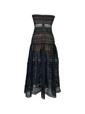 SELF-PORTRAIT Guipure Lace Strapless Midi Dress