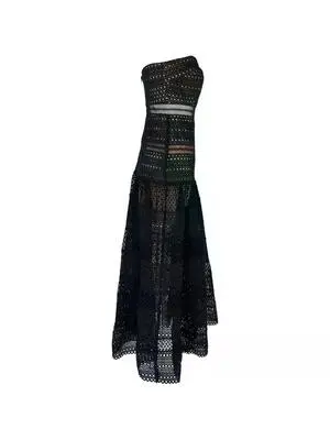 SELF-PORTRAIT Guipure Lace Strapless Midi Dress