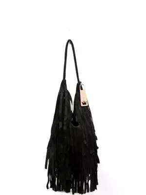 LA MILANESA Small Aretha Fringe-detail Shoulder Bag - Black