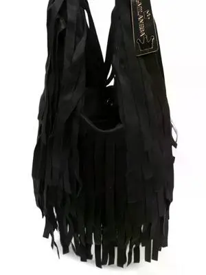 LA MILANESA Small Aretha Shoulder Bag With Fringe Detail - Black