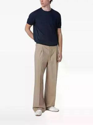 DRUMOHR Fine-knit Ribbed-trim T-shirt - Blue