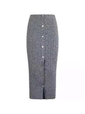 Philosophy Di Lorenzo Serafini Button-up Ribbed-knit Skirt - Grey
