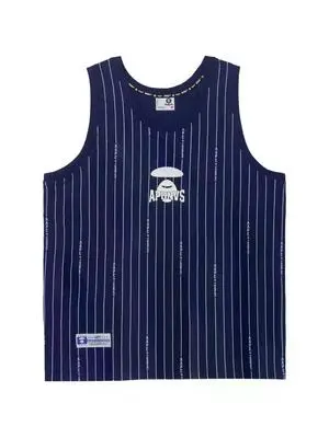 AAPE BY *A BATHING APE Moonface Pinstripe-print Tank Top - Blue