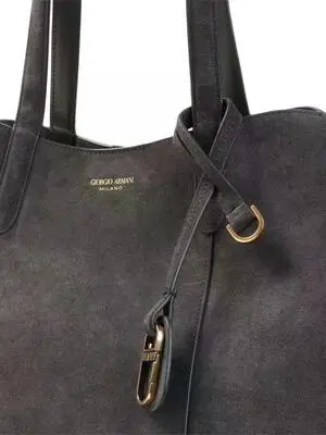 Giorgio Armani Suede Logo Tote Bag - Grey