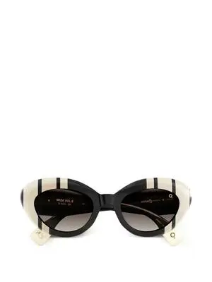 ETNIA BARCELONA Striped Oval Frame Sunglasses - Black