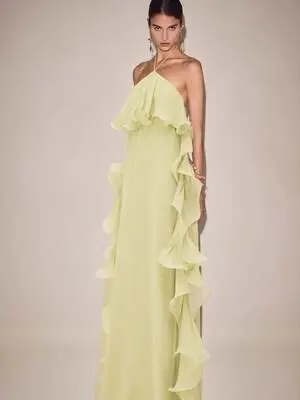 Alexis Ariane Halterneck Ruffled Maxi Dress
