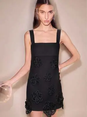 Alexis Provenza Dress Sleeveless Mini With Floral Appliqu