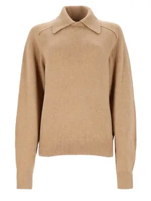 Khaite Maglia "jackson" In Lana E Cashmere - Beige