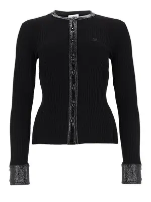 COURREGES Courrèges Ribbed Cardigan With Vinyl Details