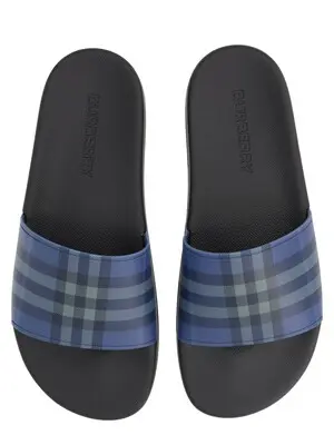 Burberry Checked Slides - Multicolour