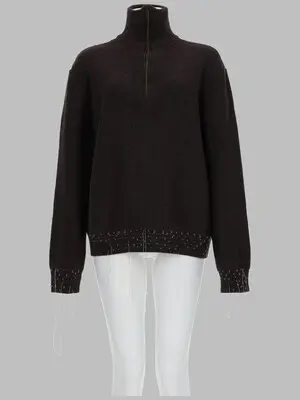 MAISON MARGIELA Maglia In Lana Con Zip A Un Quarto