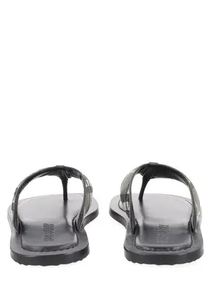 Burberry Checked Strap Thong Sandals - Multicolour