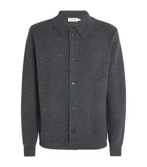 FRAME Boiled Wool Collared Cardigan - Grey