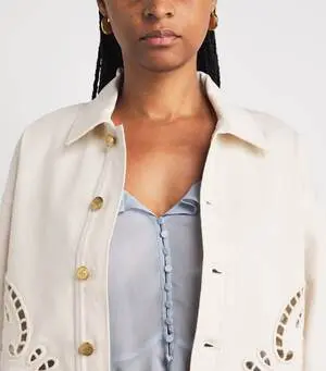 Ulla Johnson Bobbi Eyelet Denim Jacket - Ivory