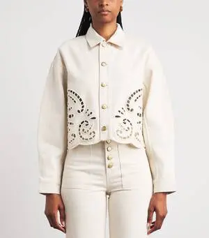 Ulla Johnson Bobbi Eyelet Denim Jacket - Ivory
