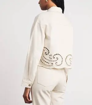 Ulla Johnson Bobbi Eyelet Denim Jacket - Ivory