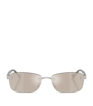 FERRARI Titanium Rimless Rectangular Sunglasses - Silver