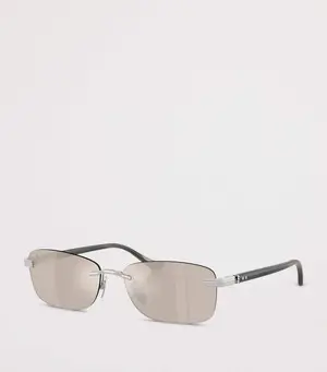 FERRARI Titanium Rimless Rectangular Sunglasses