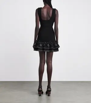 Sandro Knit Studded Ruffled Mini Dress