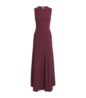 Sandro Pointelle Knit Maxi Dress - Red