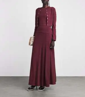 Sandro Pointelle Knit Maxi Dress