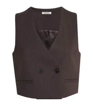 Sandro Striped Cropped Waistcoat - Brown