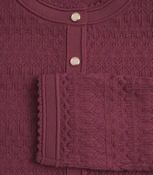 Sandro Pointelle Knit Cropped Cardigan - Red