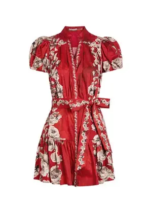 Alice + Olivia Cora Floral-print Stretch-cotton Mini Dress - Red