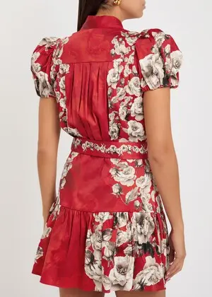 Alice + Olivia Cora Floral-print Stretch-cotton Mini Dress - Red