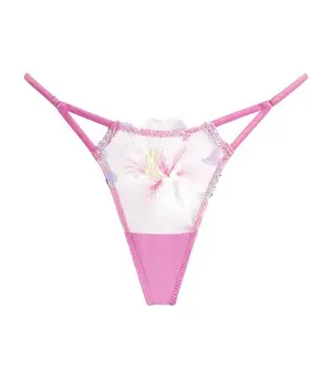 FLEUR DU MAL Sequin Hibiscus Thong - Pink