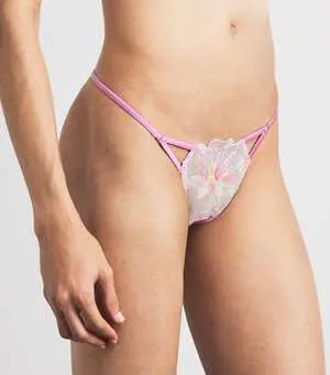FLEUR DU MAL Sequin Hibiscus Thong - Pink