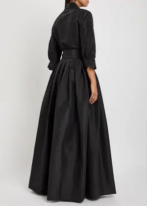 Simkhai Julip Belted Taffeta Maxi Shirt Dress