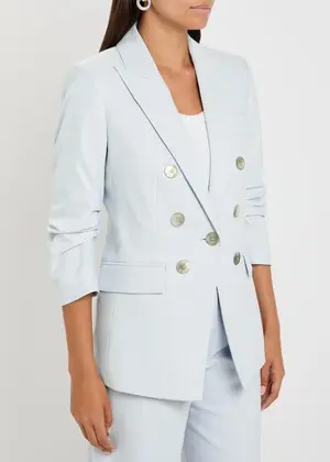 Veronica Beard Tomi Dickey Gathered-sleeve Twill Blazer
