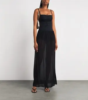 MORE NOIR Chiffon Aria Maxi Skirt - Black