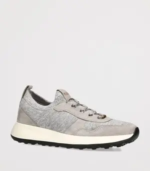 TOD'S Suede-knit Red Dot Sneakers