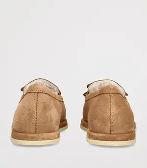 TOD'S Shearling Gomma Suede Slippers - Beige