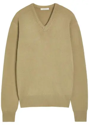 LEMAIRE V-neck Cashmere Jumper - Camel