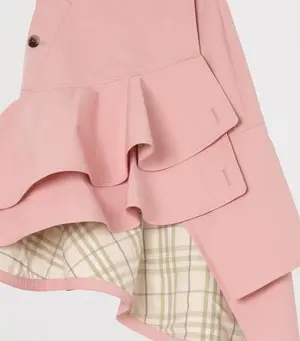 Burberry Asymmetric Midi Gabardine Skirt With Ruffle Detail